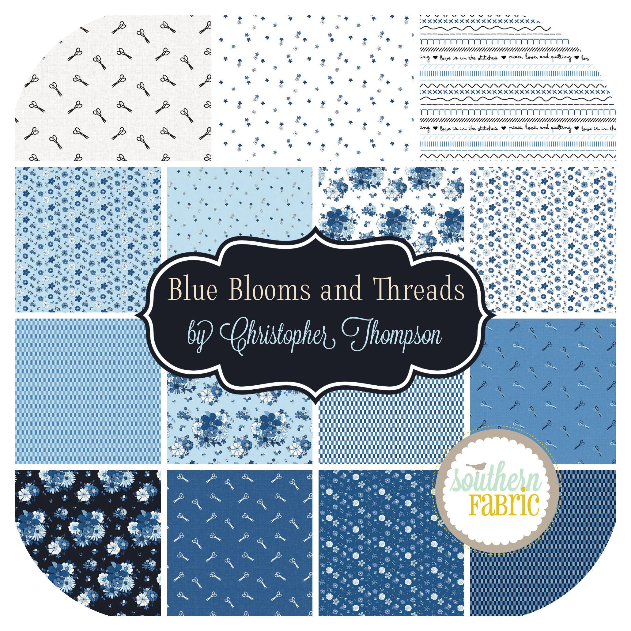 Christopher Thompson | Blue Blooms and Threads | Riley Blake | Southern ...