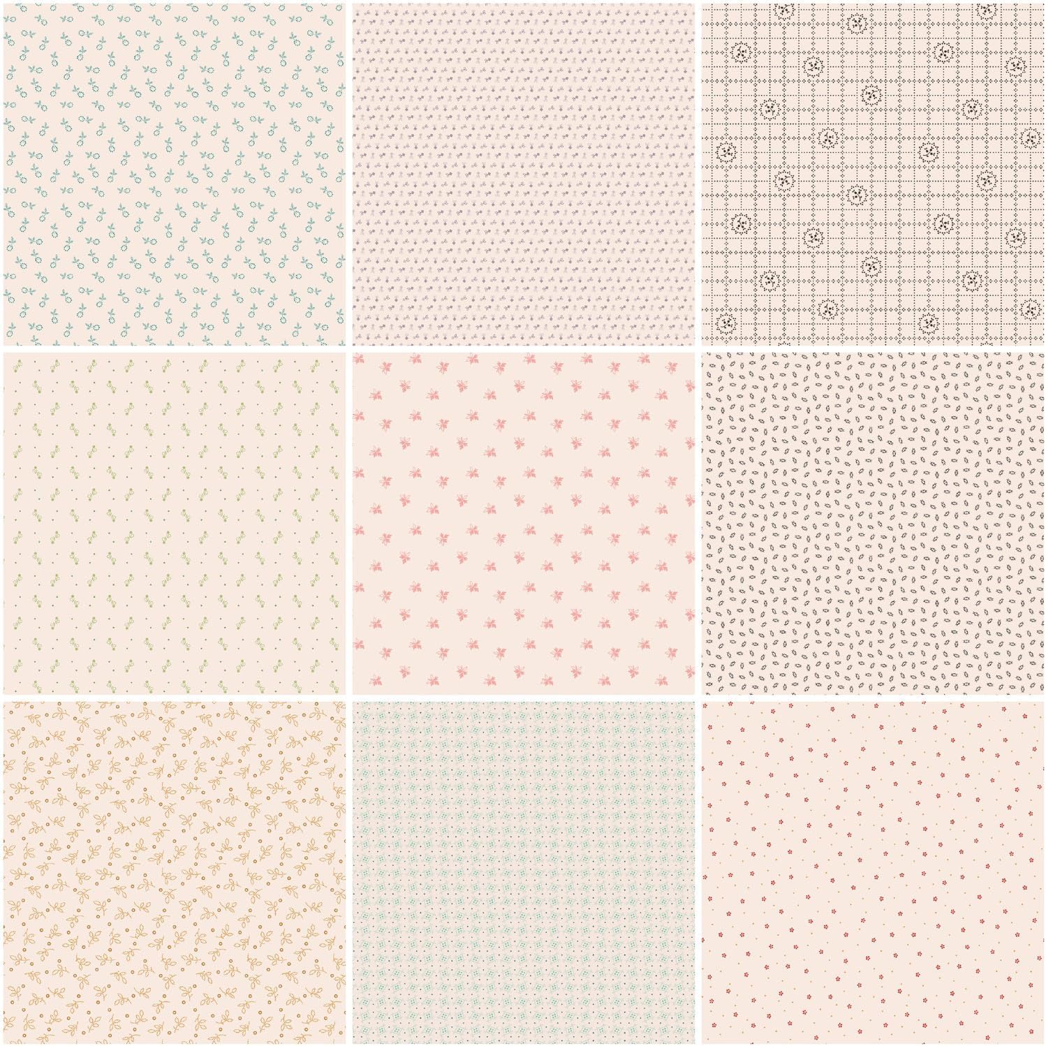 Gentler Times Background - Charm Pack (42 pcs) by Lori Holt for Riley ...